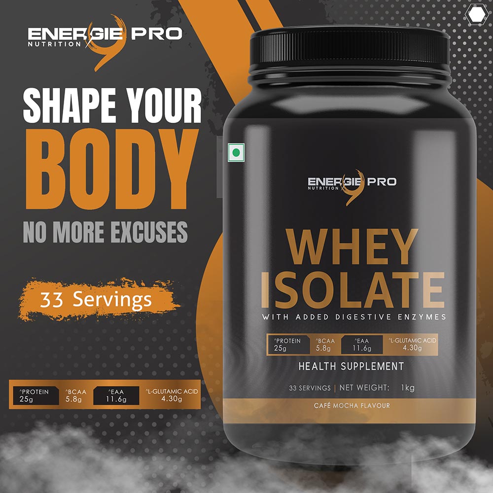 Energie9 Pro Whey Isolate and Fitness Essential Powder - 1kg, 2kg (Cho ...